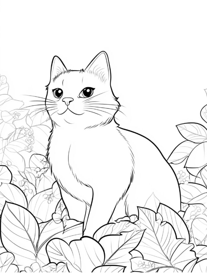 Cat Cute Adorable Animal Coloring Pages - Free PDF Printable