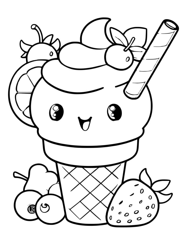 Kawaii Cute Coloring Page - Free PDF Printable