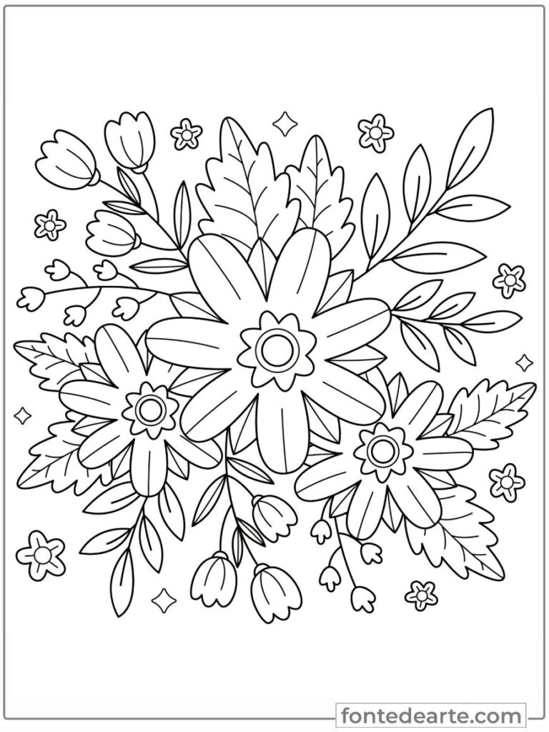 Desenhos Flores Para Colorir e Pintar - Imprimir PDF