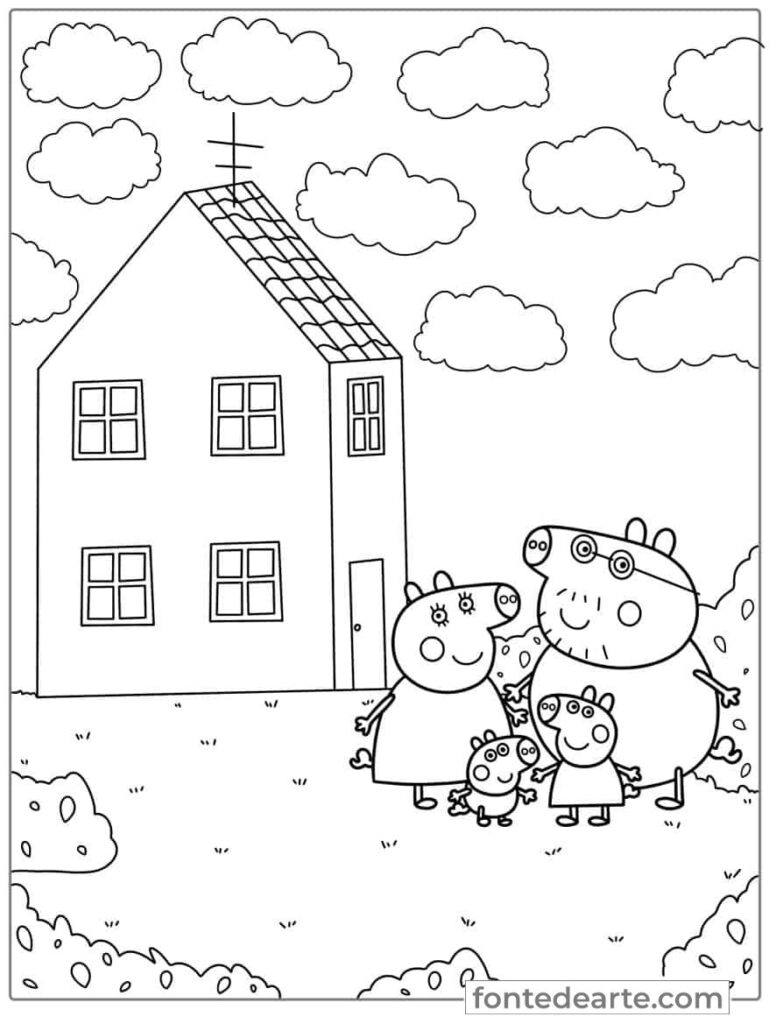 Peppa e Família Pig Para Colorir e Pintar - Imprimir PDF