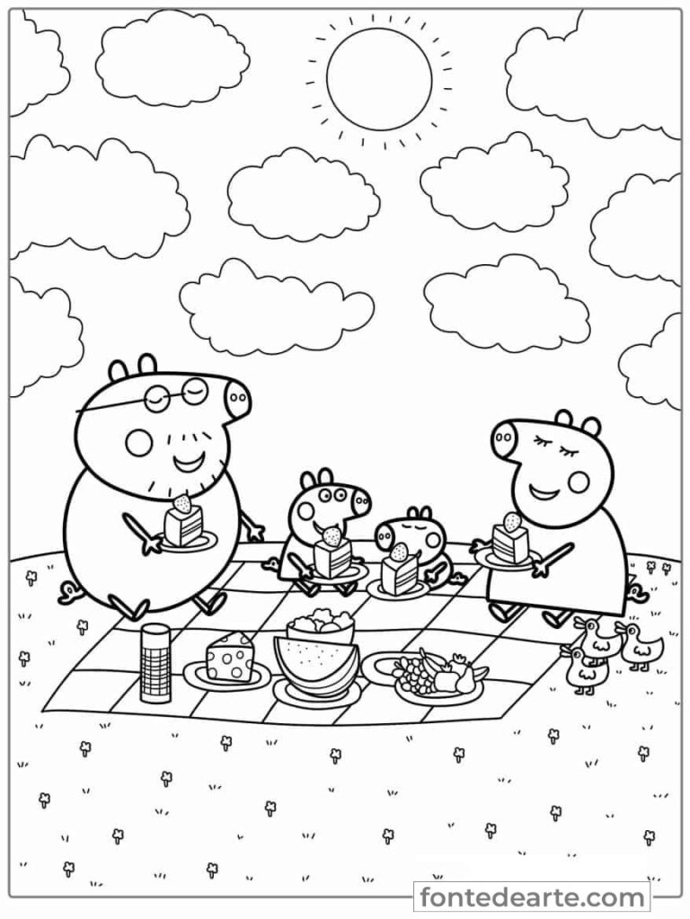 Peppa e Família Pig Para Colorir e Pintar - Imprimir PDF