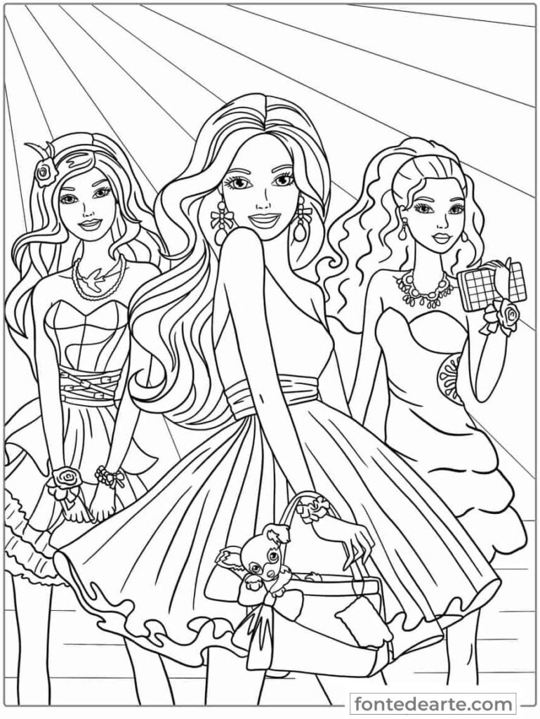 Desenho Barbie Para Colorir e Pintar - Imprimir PDF