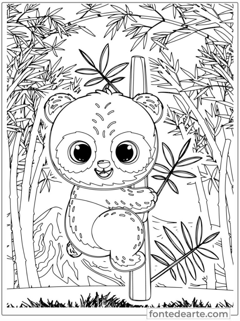 Desenho Panda Filhote Fofo Para Colorir Imprimir PDF