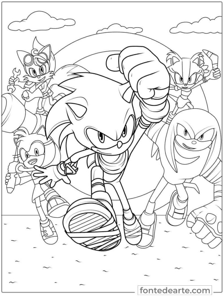 Desenhos Turma do Sonic Para Colorir e Pintar Imprimir PDF